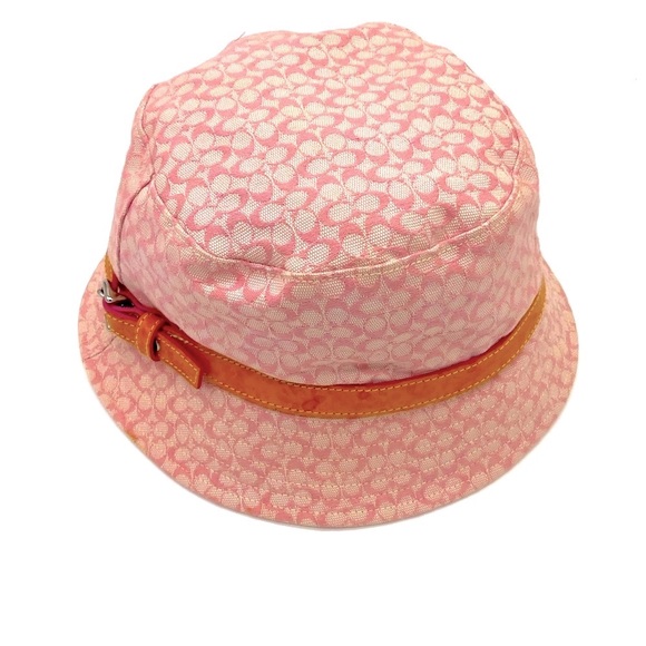 Coach | Accessories | Coach Pink Signature Jacquard Bucket Hat Ps ...